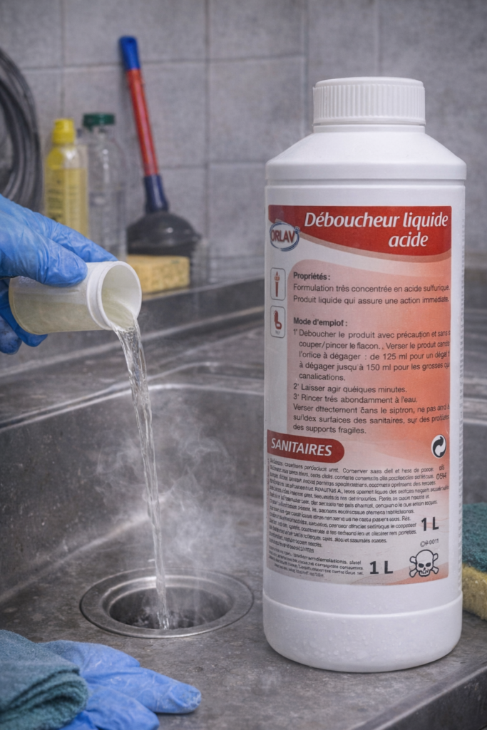 Déboucheur liquide caustique - Solutions Hygiène